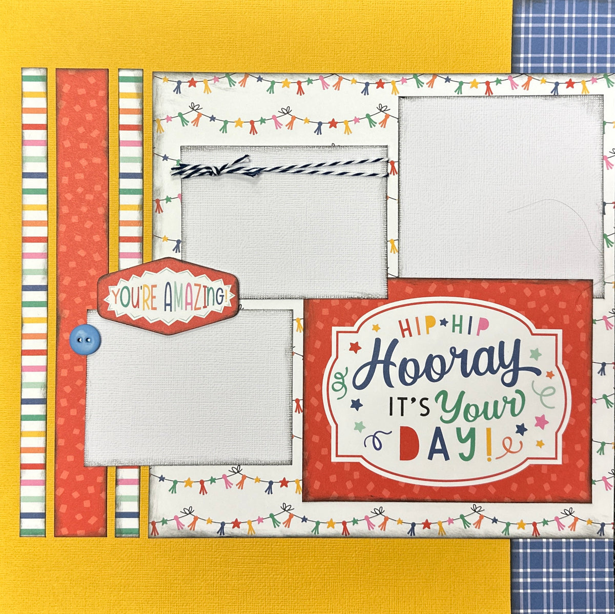 Hip Hip Hooray It's Your Day, Birthday/Congratulations Themed 2 Page D ...