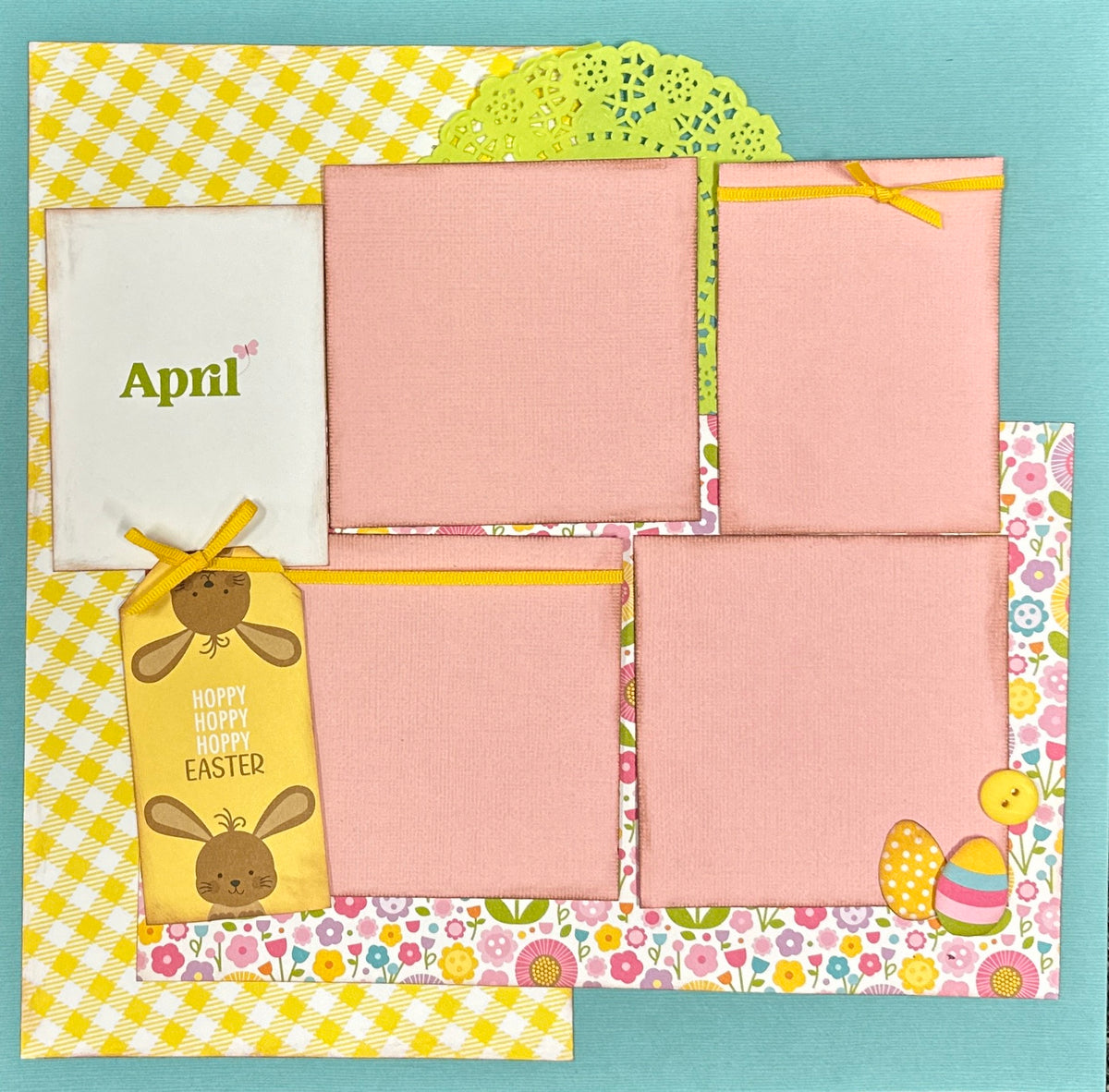 PRE-ASSEMBLED VERSION - Hello April - Calendar themed 2 page scrapbook ...