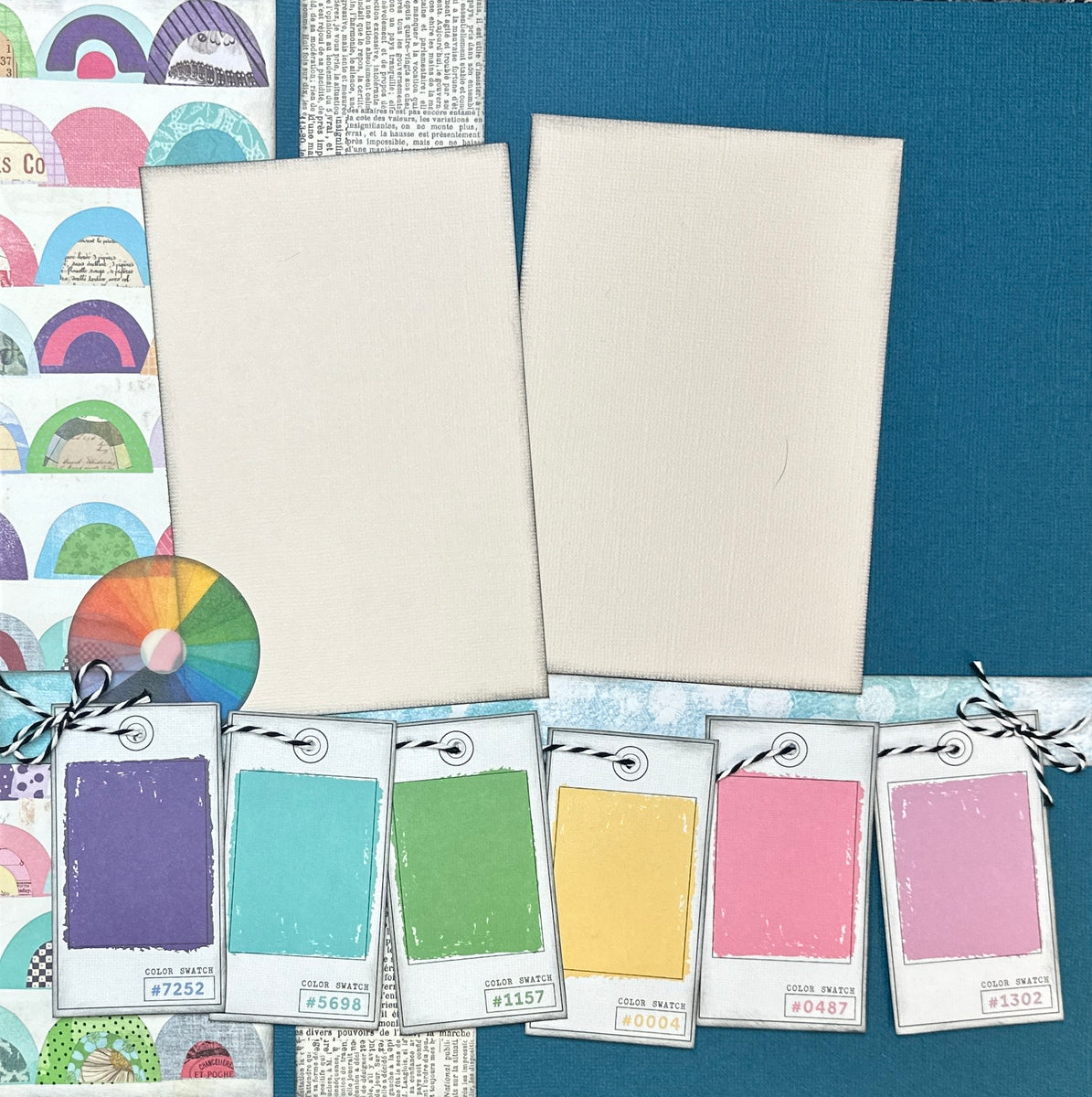 Rainbow - Cut And Paste, General DIY 2 Page Scrapbooking Layout Kit, V ...