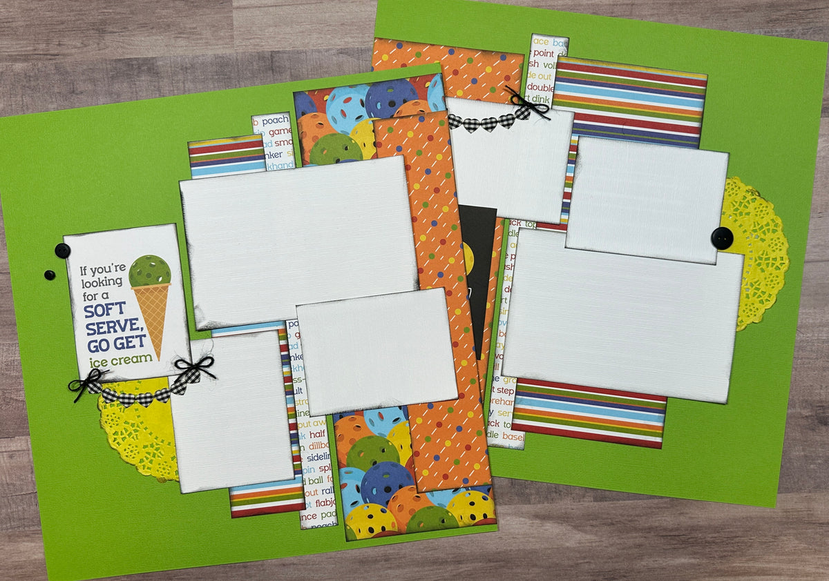 Love Pickleball, Pickleball themed 2 Page Scrapbooking Layout Kit, DIY – Crop-A-Latte