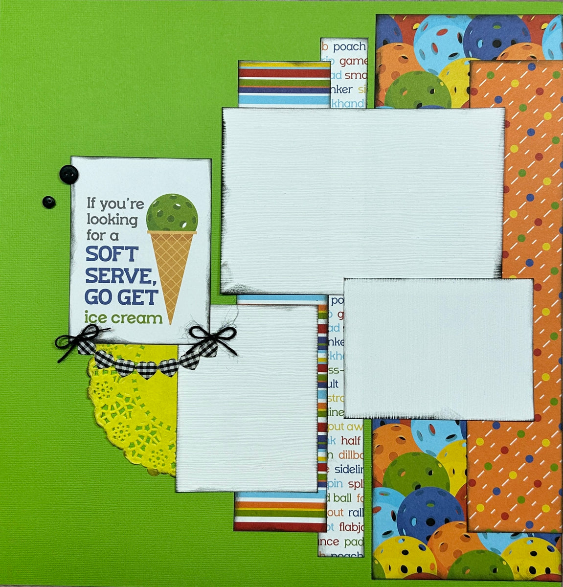 Love Pickleball, Pickleball themed 2 Page Scrapbooking Layout Kit, DIY – Crop-A-Latte