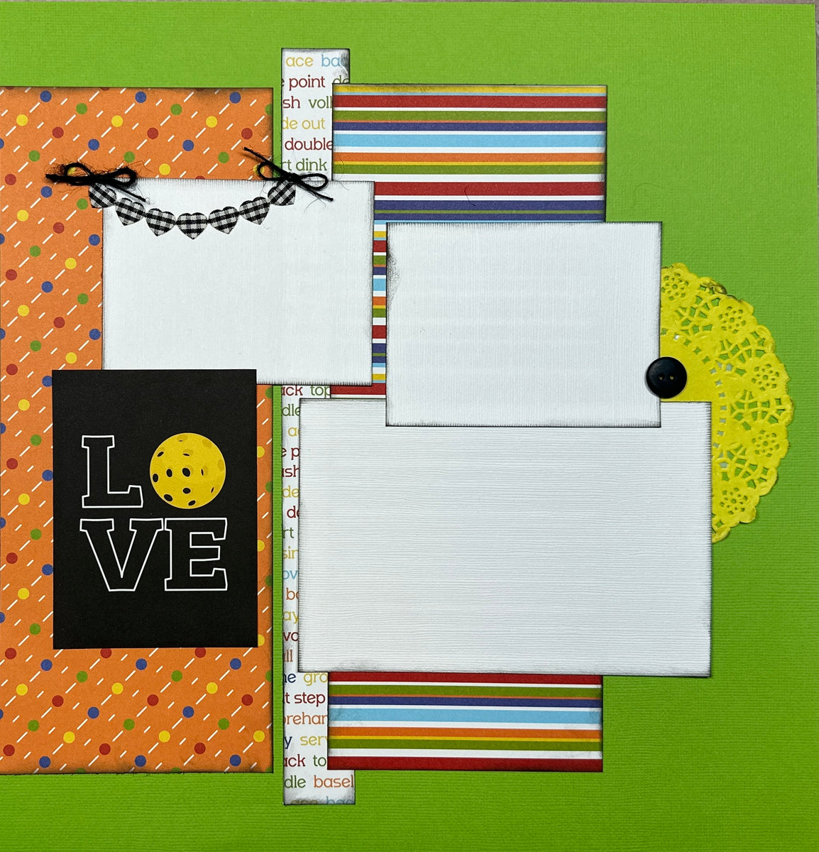 Love Pickleball, Pickleball themed 2 Page Scrapbooking Layout Kit, DIY – Crop-A-Latte