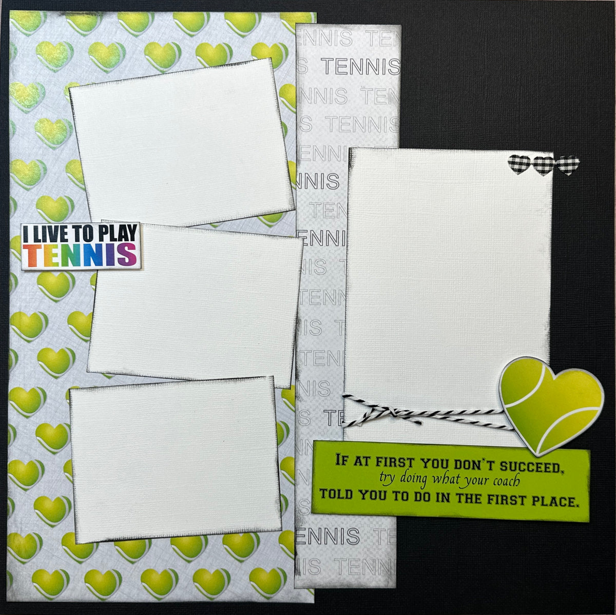 Tennis - Play With Heart, Tennis themed 2 Page Scrapbooking Layout Kit – Crop-A-Latte