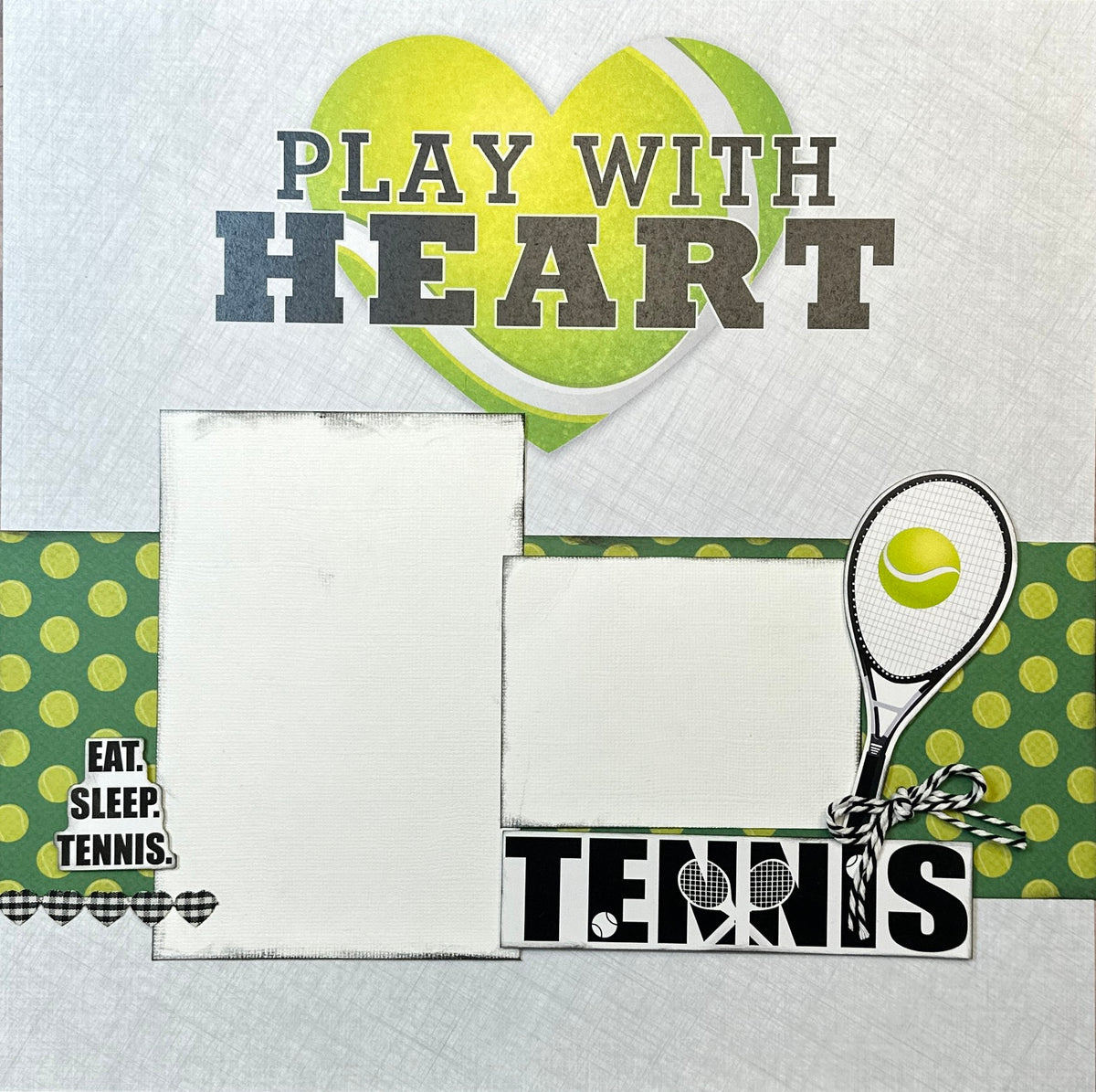 Tennis - Play With Heart, Tennis themed 2 Page Scrapbooking Layout Kit – Crop-A-Latte