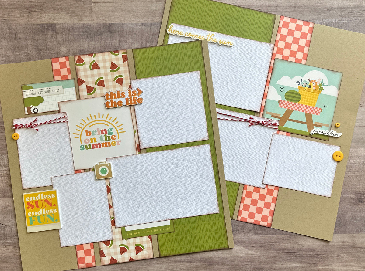 Bring On The Summer, Summer themed 2 Page Scrapbooking Layout Kit DIY, – Crop-A-Latte