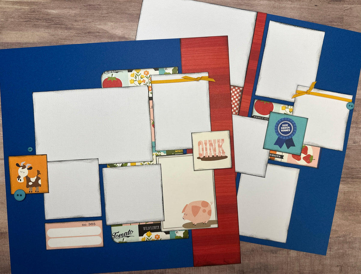 Blue Ribbon Winner - Fair, Farmhouse themed, 2 Page DIY Scrapbooking L ...