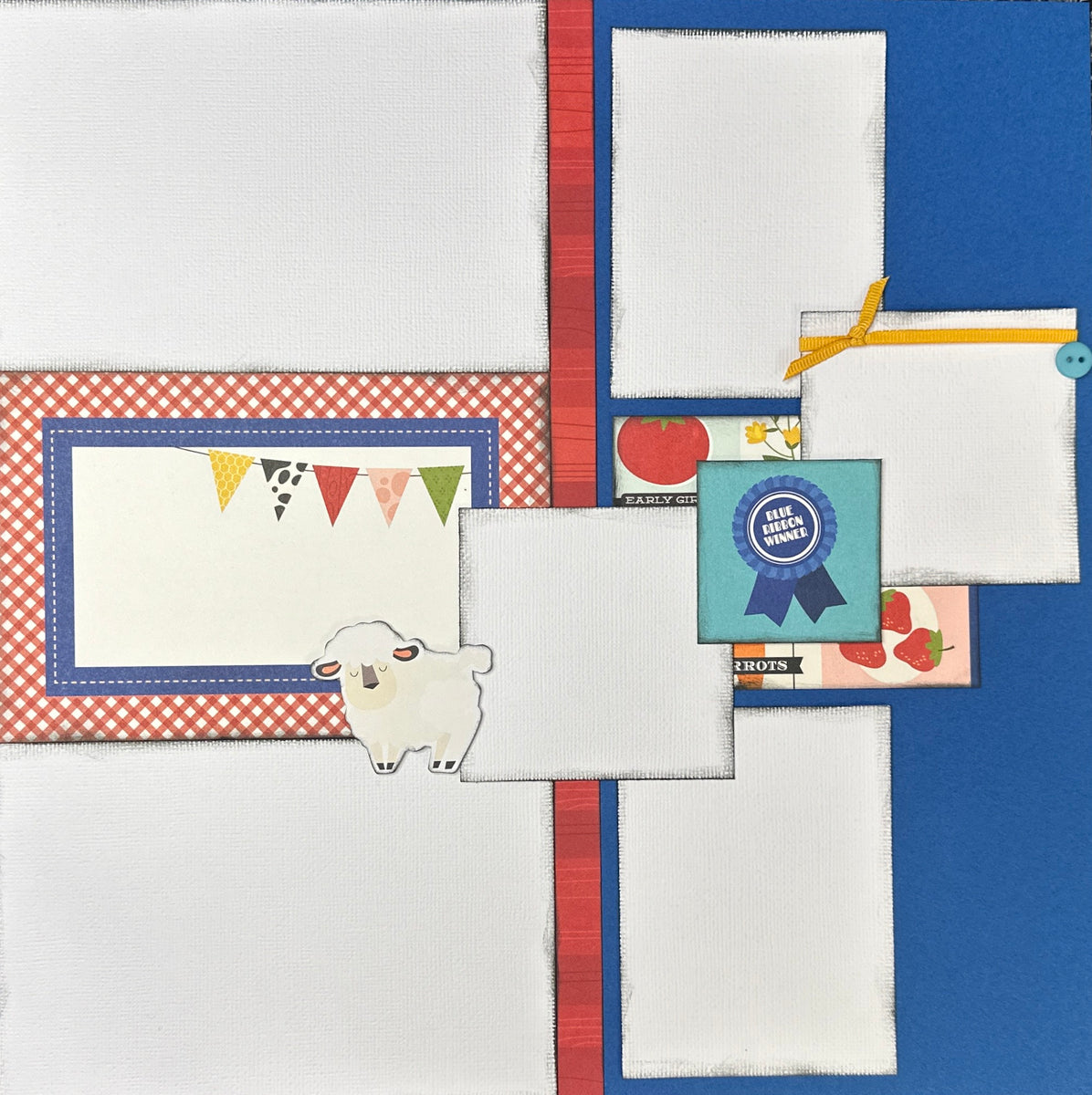 Blue Ribbon Winner - Fair, Farmhouse themed, 2 Page DIY Scrapbooking L ...
