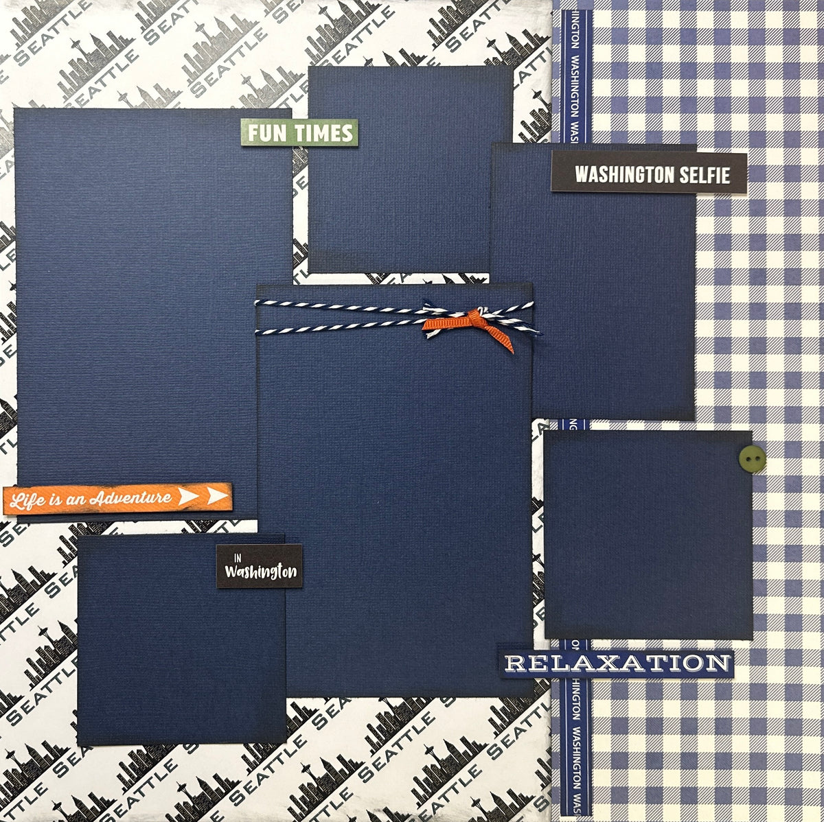 Seattle Washington, Travel themed 2 page Scrapbooking Layout Kit, DIY ...