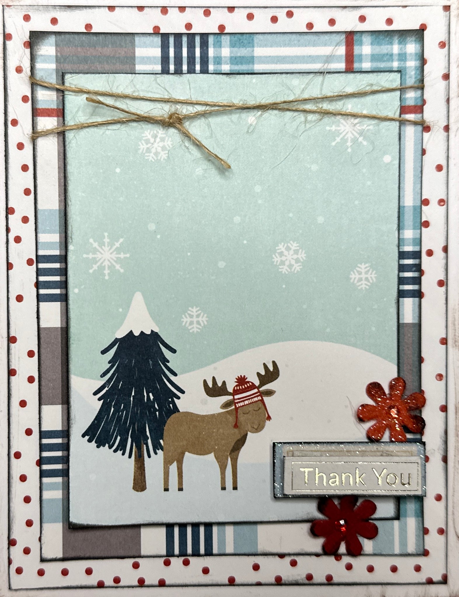 Winter Thank You, Thank You themed Card Kit- 4 pack DIY Winter Card Ma ...