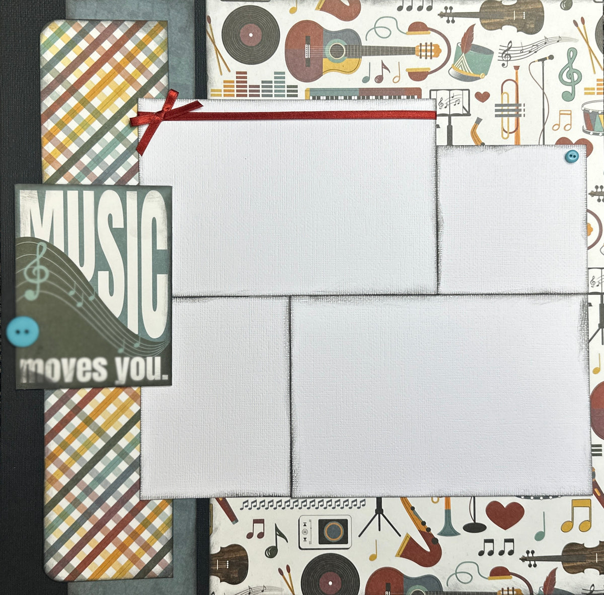 PRE-ASSEMBLED VERSION Music Moves You, Music themed 2 Page Scrapbookin ...