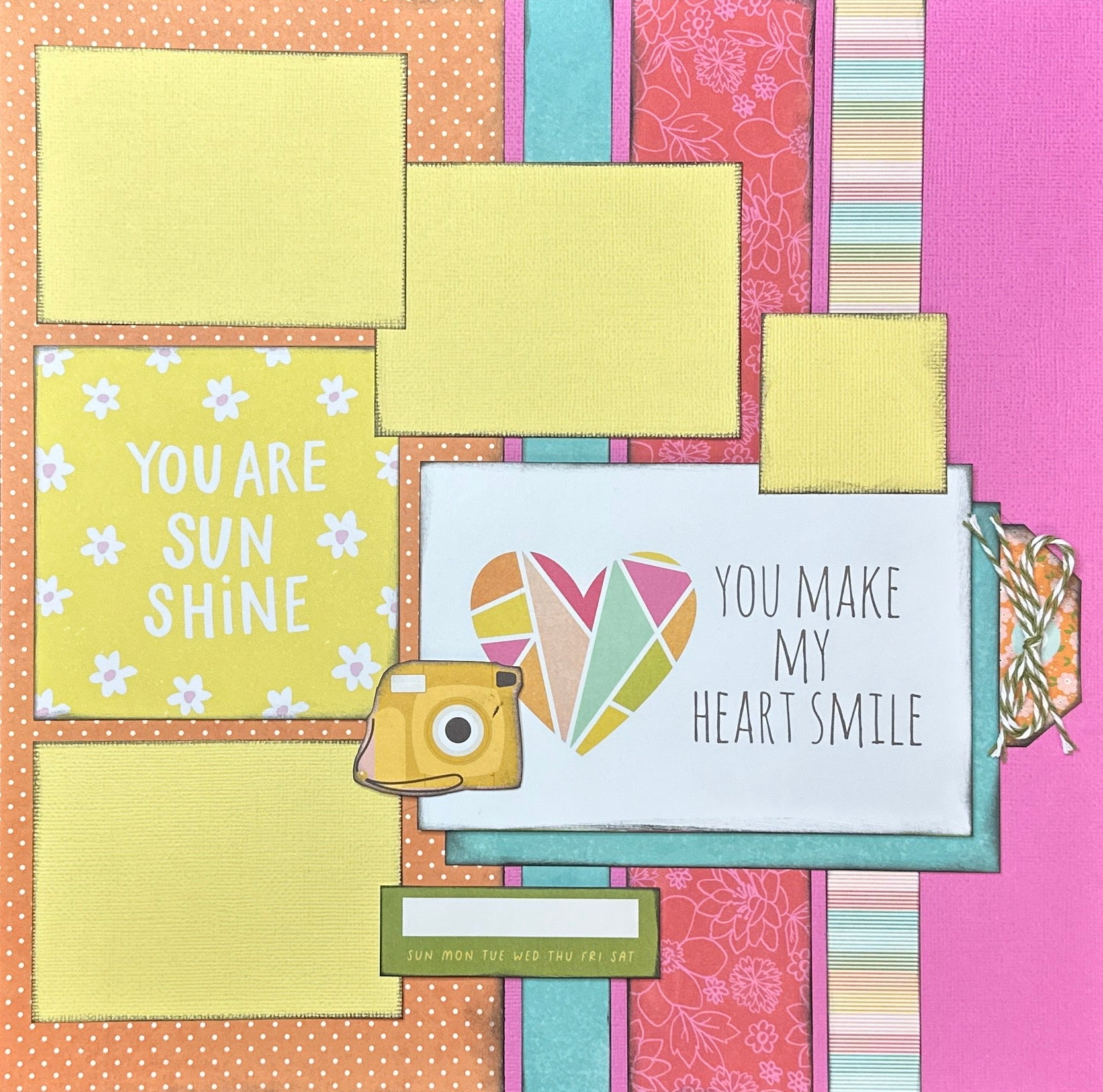 You Make My Heart Smile, Summer themed 2 Page Scrapbooking Layout Kit – Crop-A-Latte
