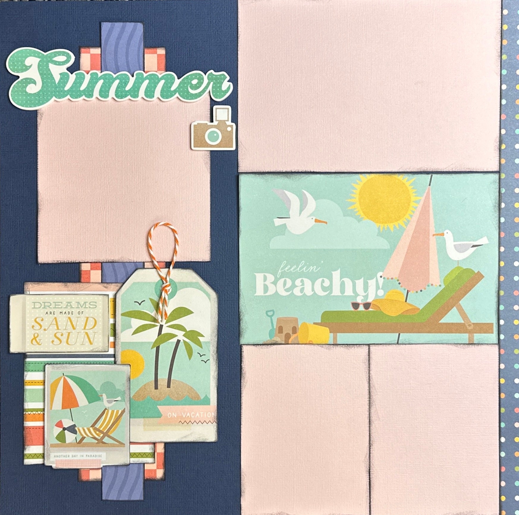 Feelin' Beachy, Summer themed 2 Page Scrapbooking Layout Kit DIY, DIY – Crop-A-Latte