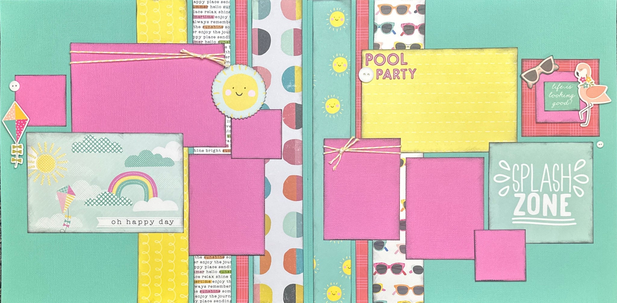 Oh Happy Day - Pool Party, Summer themed 2 Page Scrapbooking Layout Ki ...
