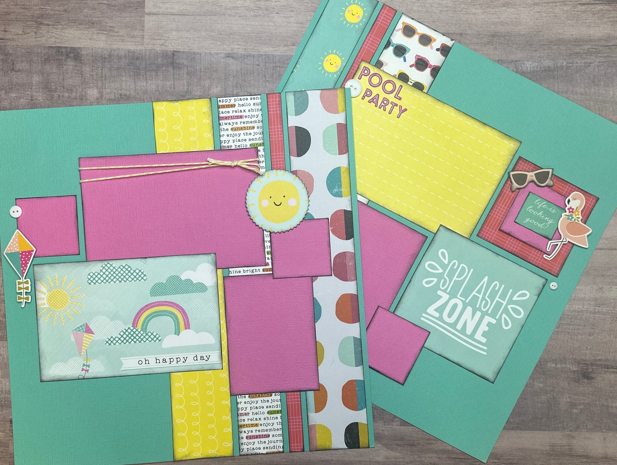 Oh Happy Day - Pool Party, Summer themed 2 Page Scrapbooking Layout Ki ...