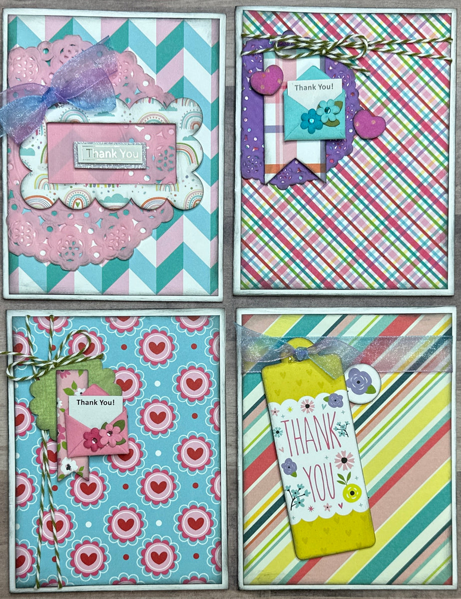 Thank You Floral Thank You Themed Card Kit- 4 pack DIY Card Making Kit ...