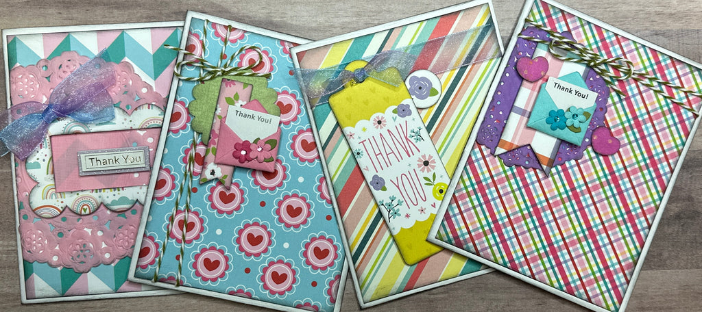Thank You Floral Thank You Themed Card Kit- 4 pack DIY Card Making Kit ...