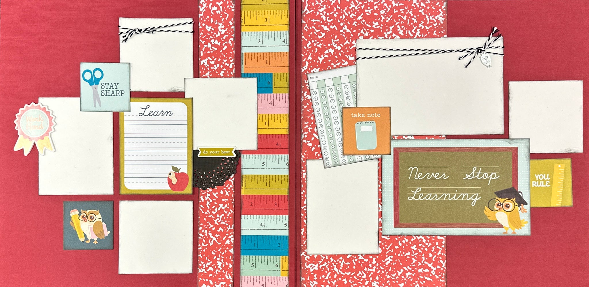 Stay Sharp - Never Stop Learning, School Themed DIY Scrapbook Kit, 2 p ...