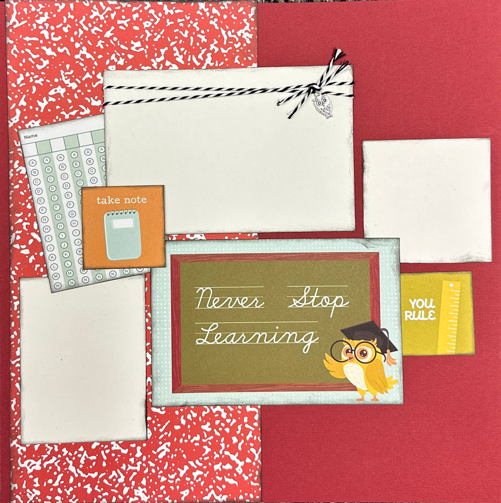 Stay Sharp - Never Stop Learning, School Themed DIY Scrapbook Kit, 2 p ...