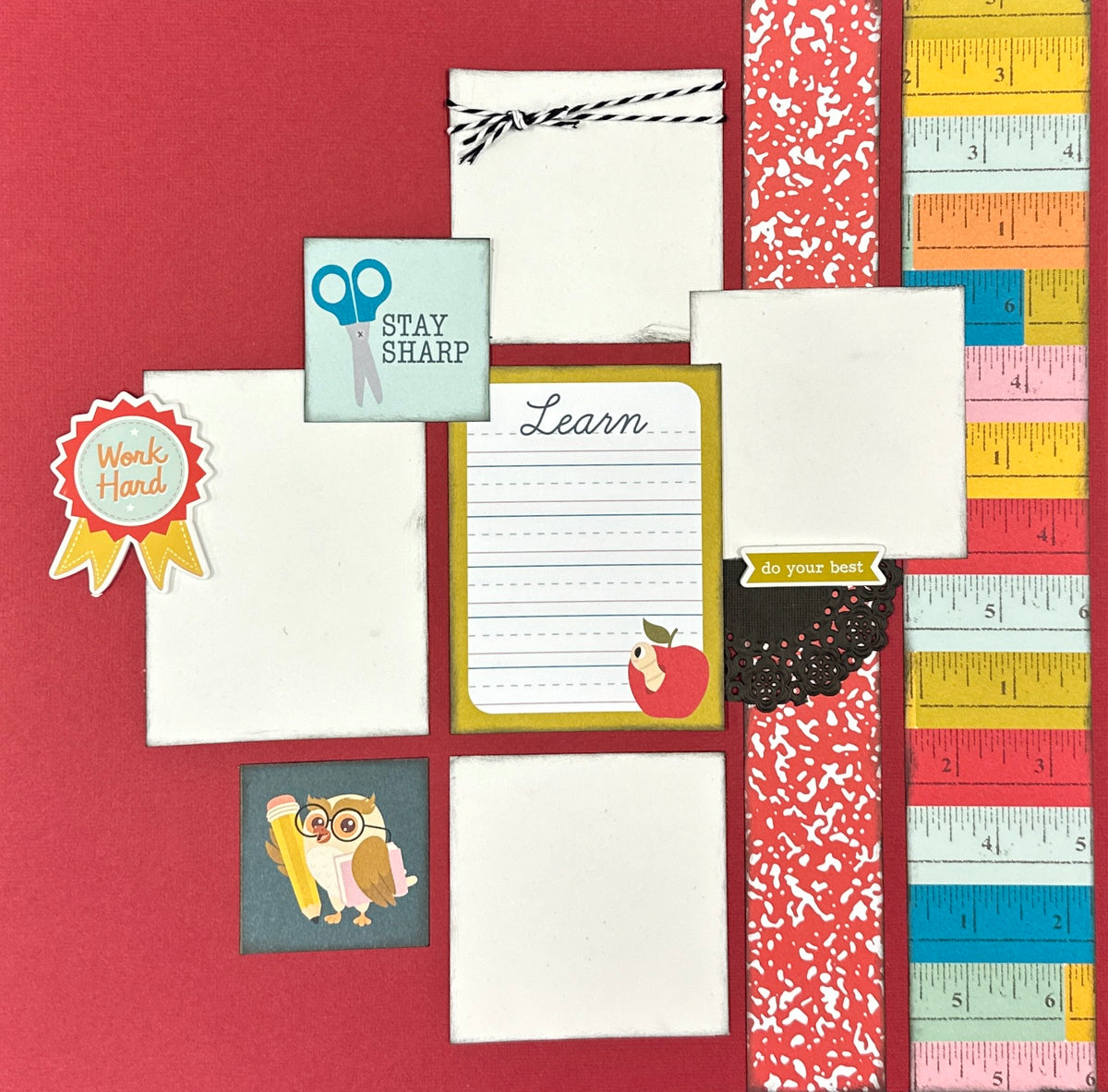 Stay Sharp - Never Stop Learning, School Themed DIY Scrapbook Kit, 2 p ...