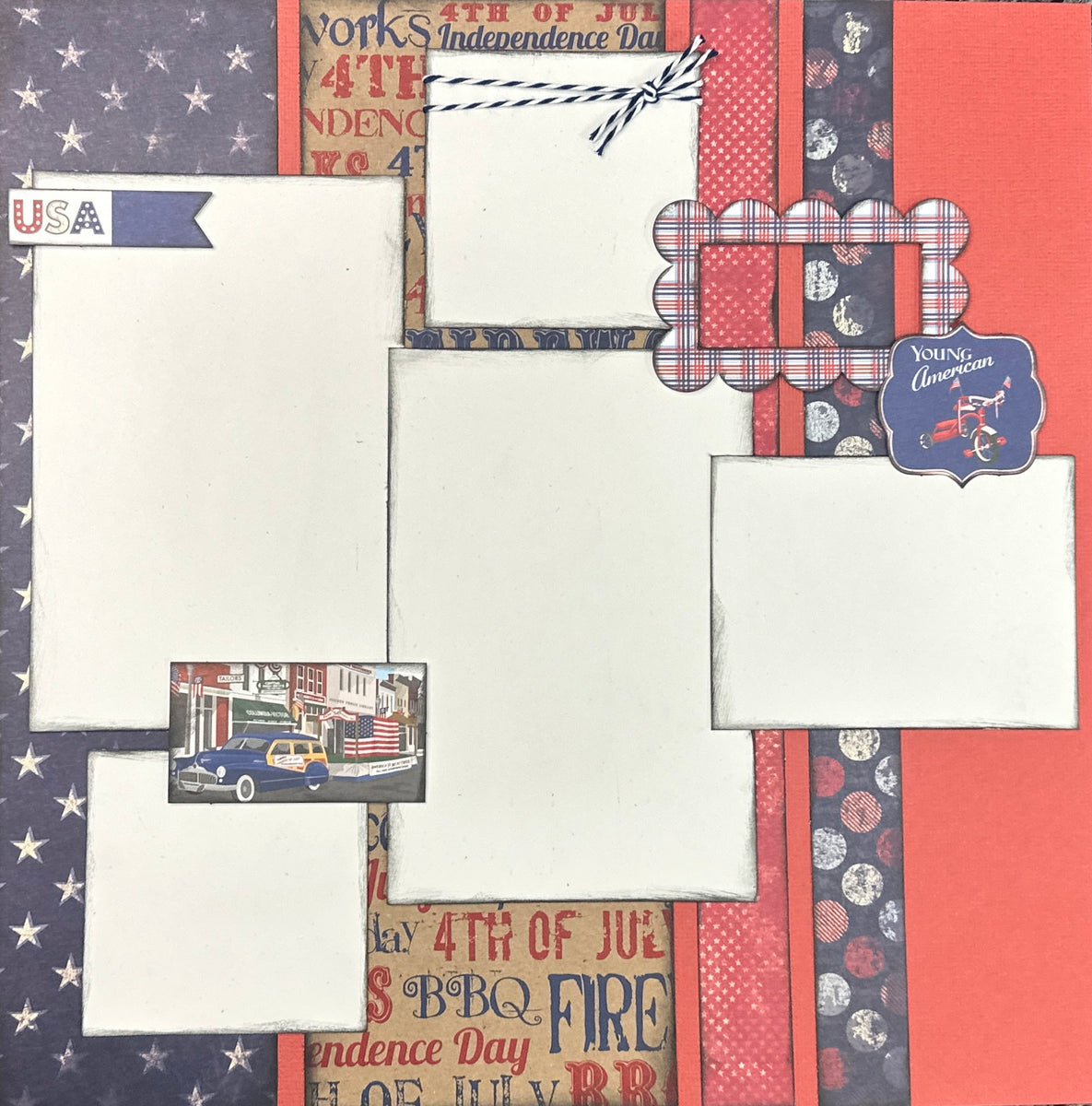 God Bless America, Americana themed 2 Page Scrapbooking Layout Kit, Fo ...