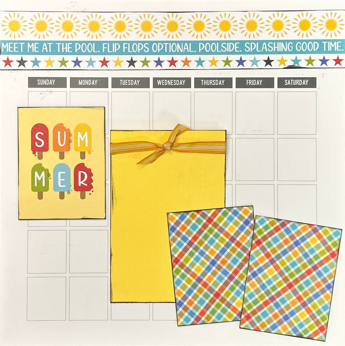 Hello June, Calendar themed 2 Page Scrapbooking Layout Kit, Scrapbooki ...