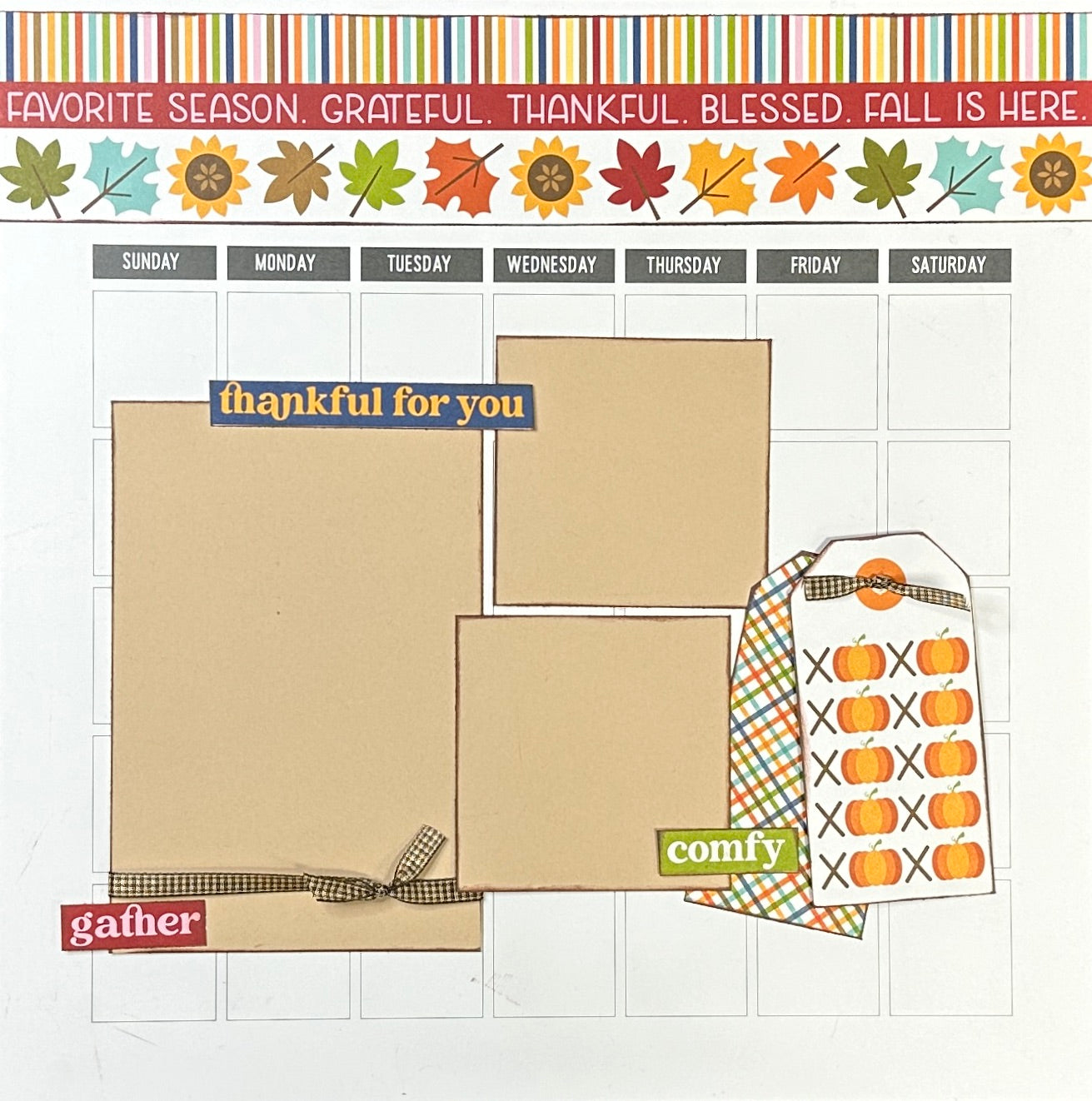 Hello November, Calendar themed 2 Page Scrapbooking Layout Kit, Scrapb ...