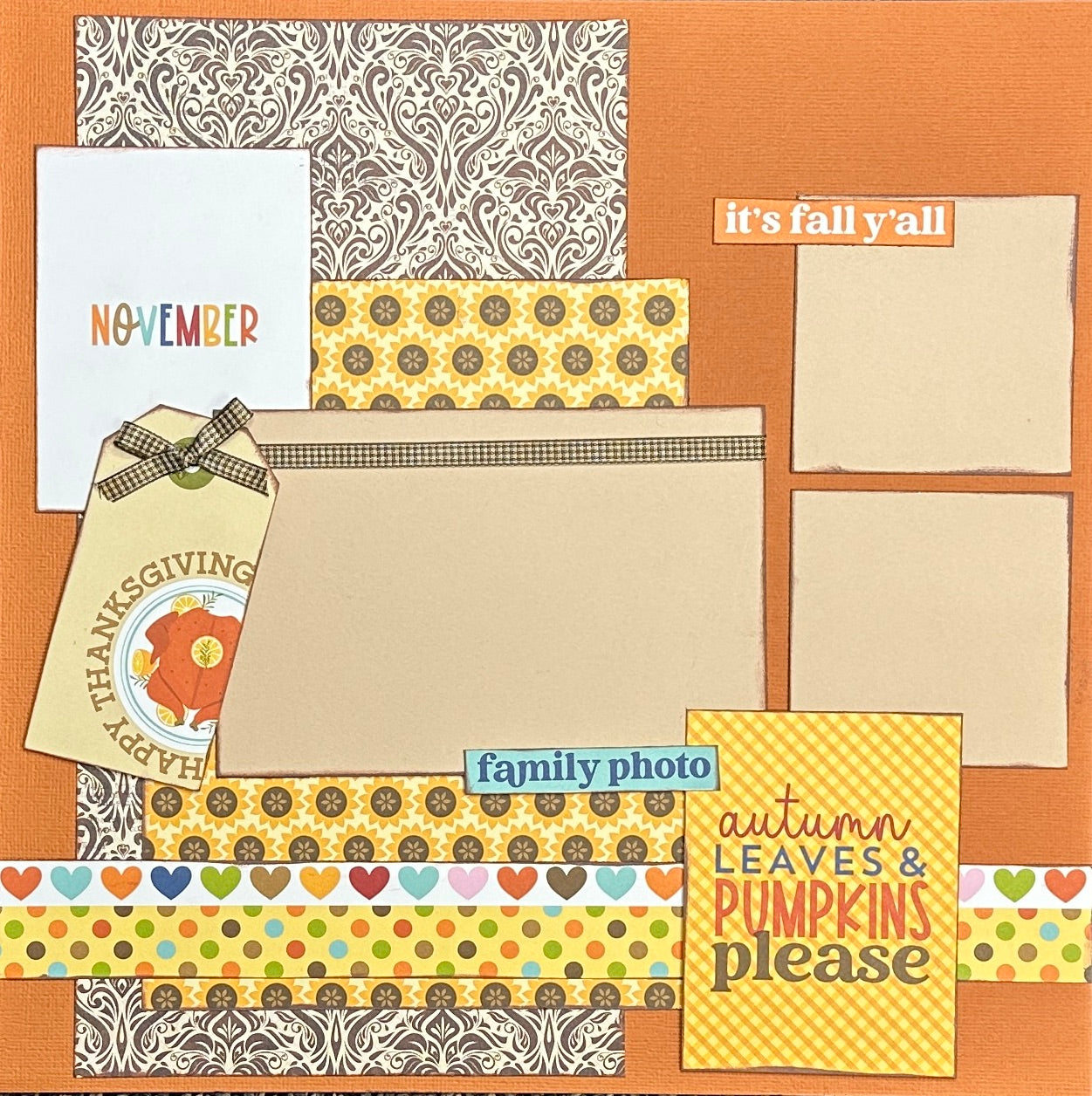 Hello November, Calendar themed 2 Page Scrapbooking Layout Kit, Scrapb ...