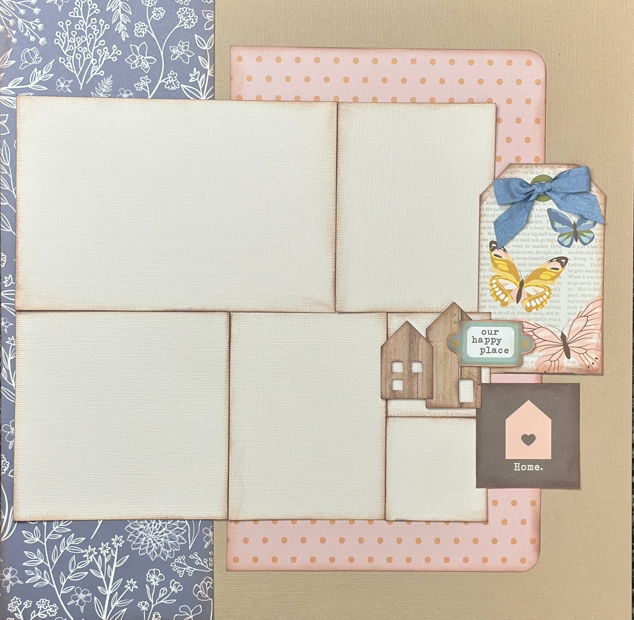 Home - Our Happy Place, Family Themed 2 Page Scrapbooking Layout Kit,S ...