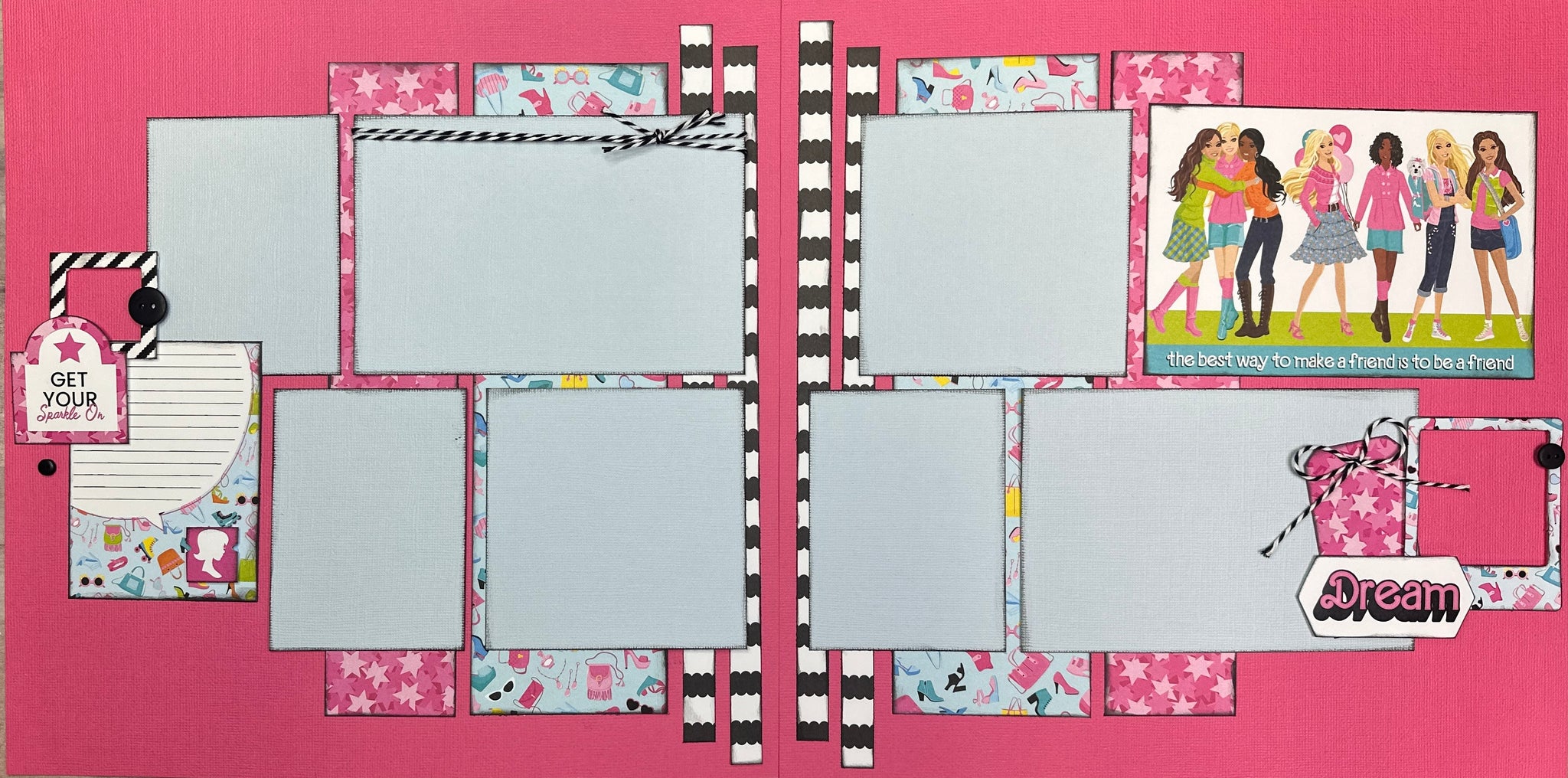 Get Your Sparkle On, Barbie Inspired Themed 2 page Scrapbooking Layout ...