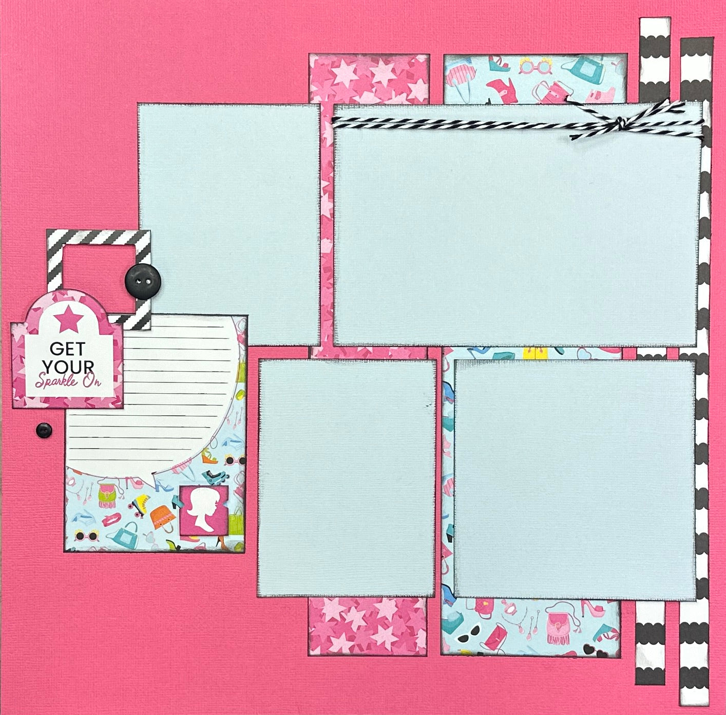 Get Your Sparkle On, Barbie Inspired Themed 2 page Scrapbooking Layout ...