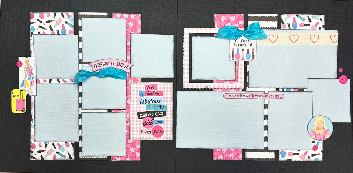 You're So Beautiful, Barbie Inspired Themed 2 page Scrapbooking Layout ...
