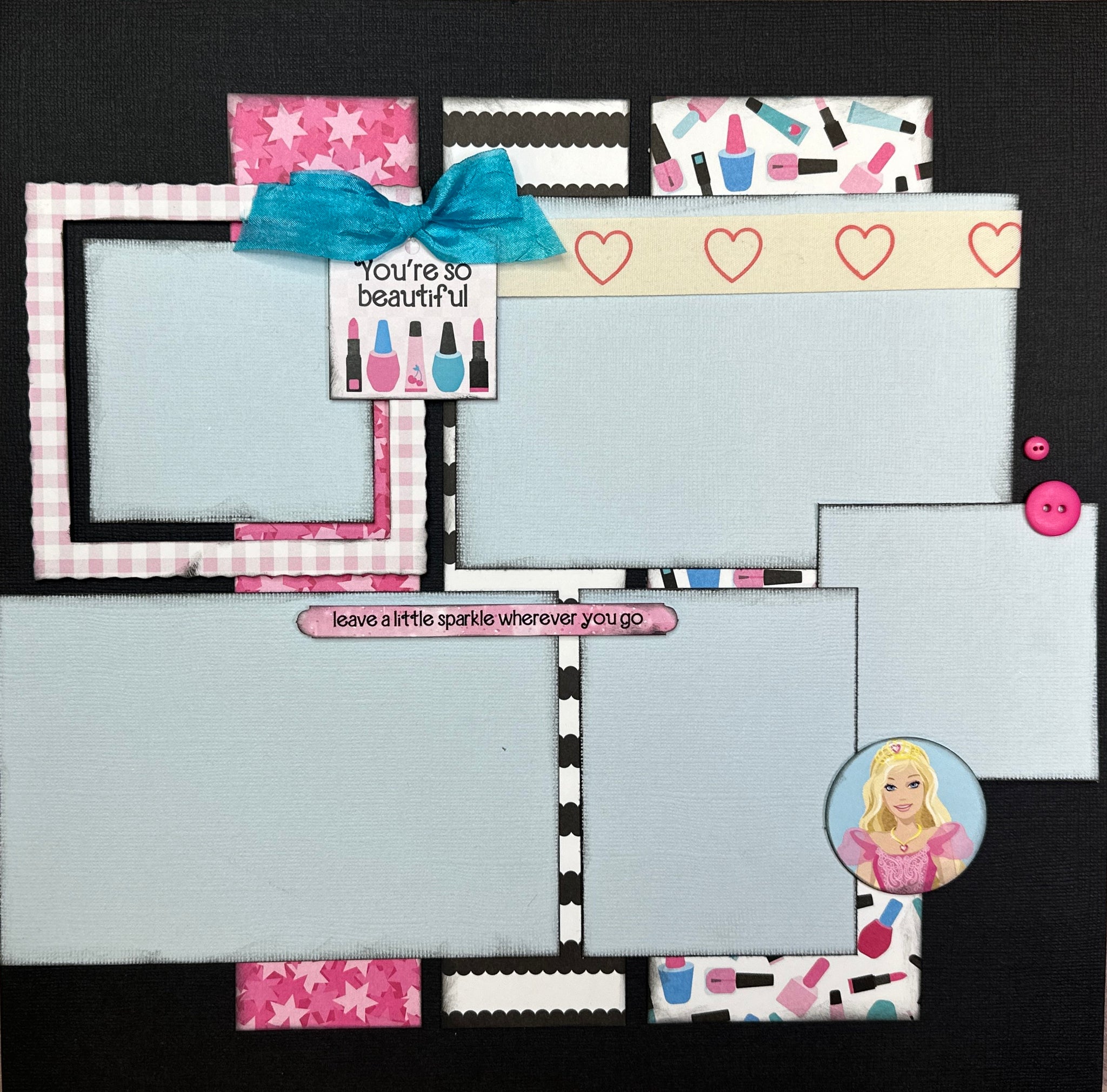 You're So Beautiful, Barbie Inspired Themed 2 page Scrapbooking Layout ...