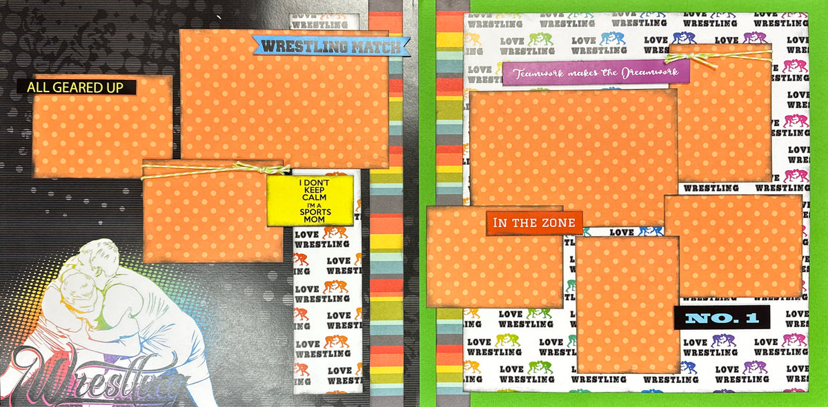 All Geared Up - Wrestling, Wrestling themed 2 Page Scrapbooking Layout ...