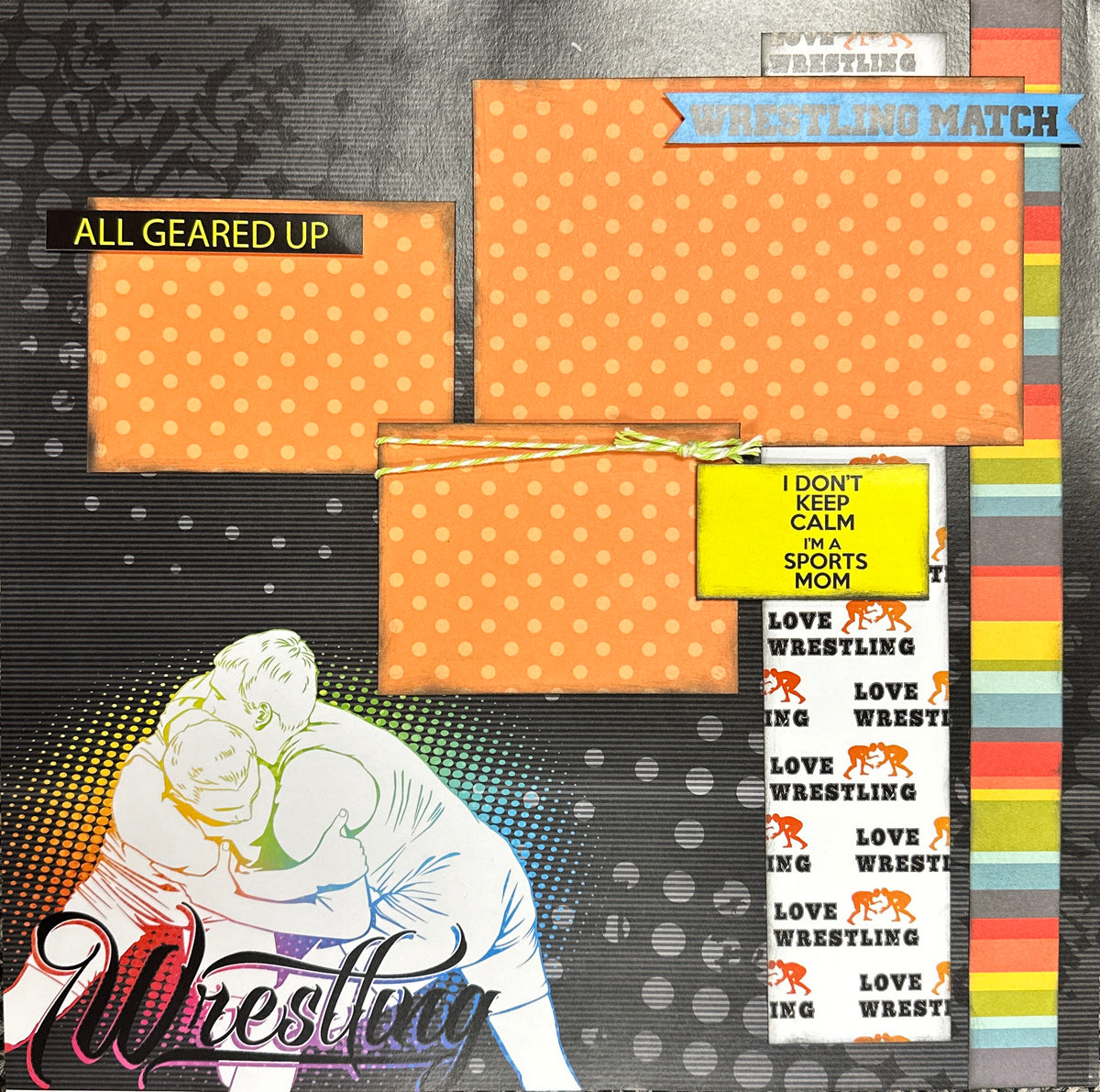 All Geared Up - Wrestling, Wrestling themed 2 Page Scrapbooking Layout ...