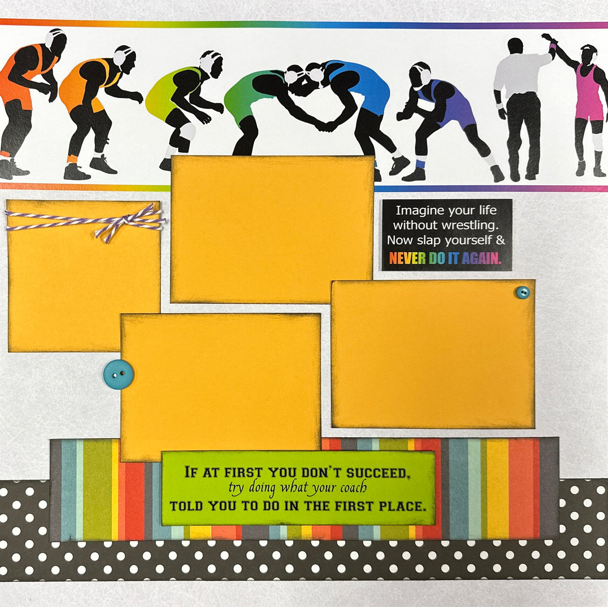 Wrestling Never Give Up, Wrestling themed 2 Page Scrapbooking Layout K ...