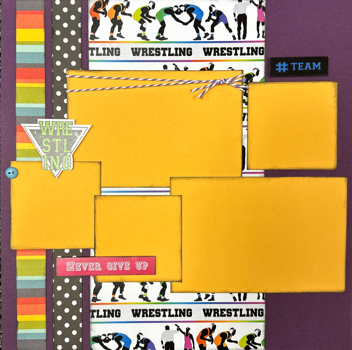 Wrestling Never Give Up, Wrestling themed 2 Page Scrapbooking Layout K ...