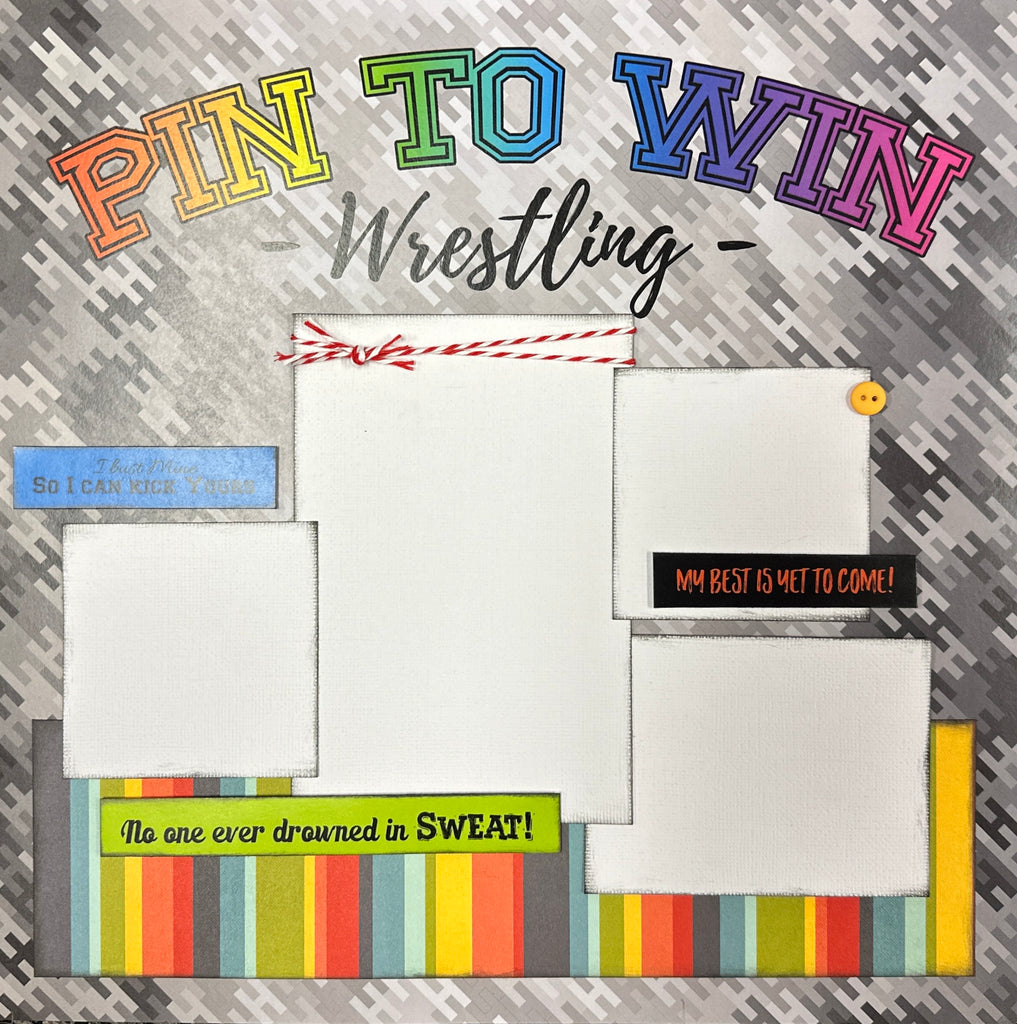 Pin to Win - Wrestling, Wrestling themed 2 Page Scrapbooking Layout Ki ...