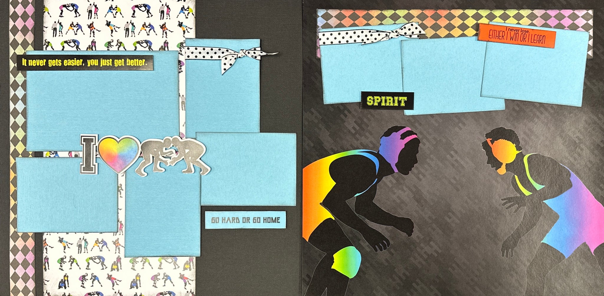 I Love Wrestling, Wrestling themed 2 Page Scrapbooking Layout Kit, Kit ...