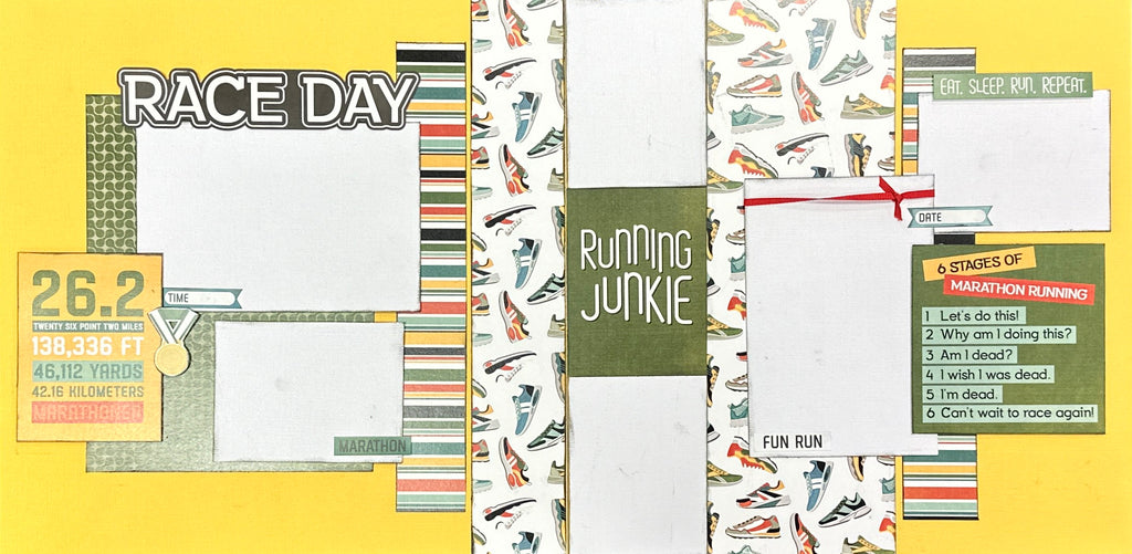 Marathon Race Day, Running Themed DIY 2 Page Scrapbooking Layout Kit ...