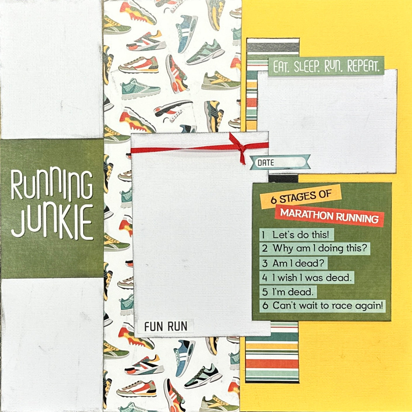 Marathon Race Day, Running Themed DIY 2 Page Scrapbooking Layout Kit ...