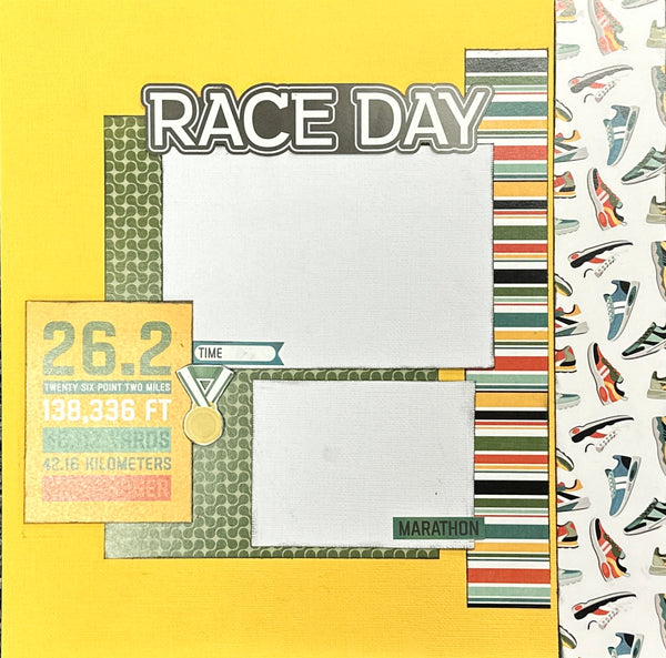 Marathon Race Day, Running Themed DIY 2 Page Scrapbooking Layout Kit ...