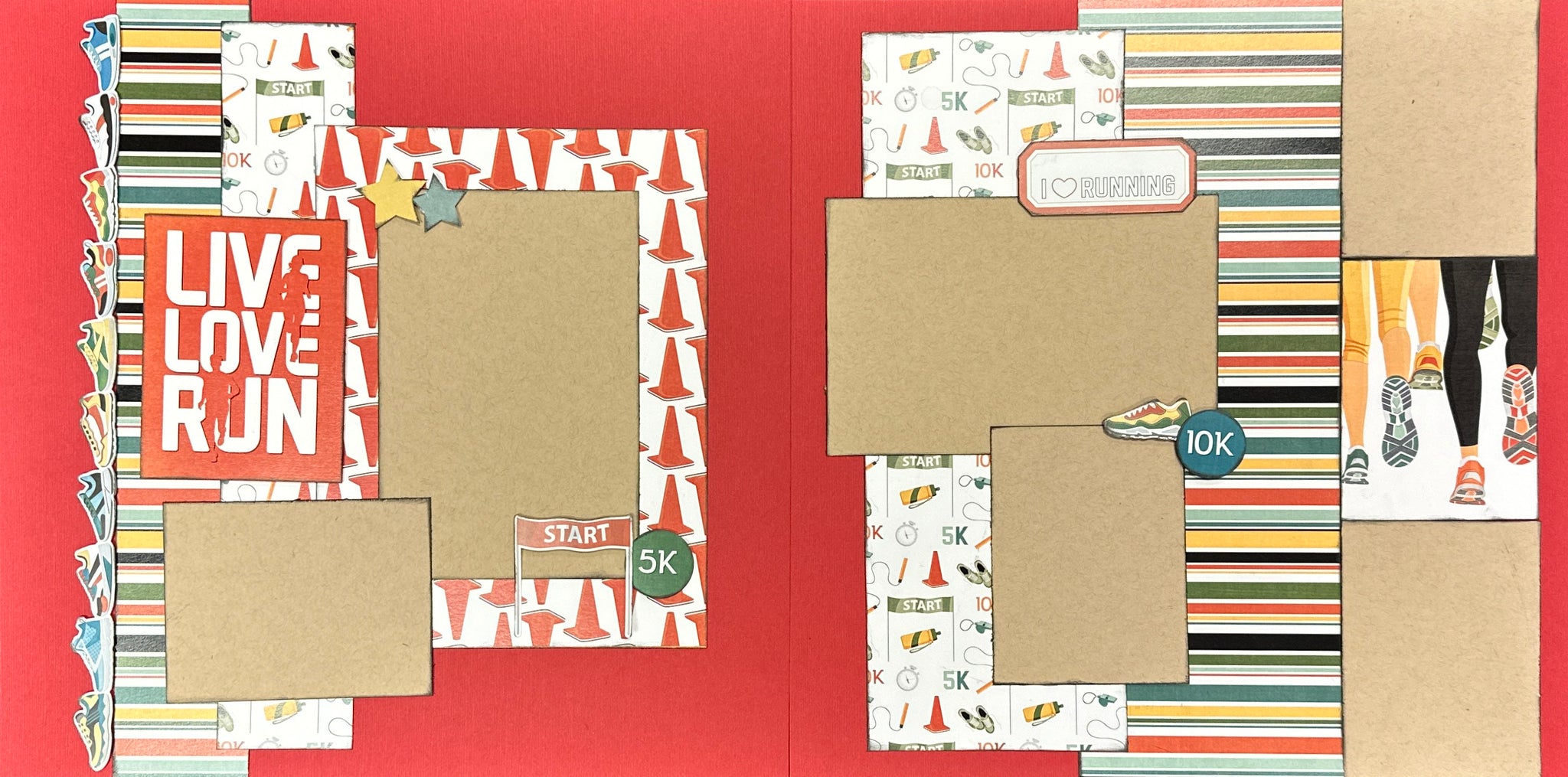 Live Love Run, Running Themed DIY 2 Page Scrapbooking Layout Kit, runn – Crop-A-Latte