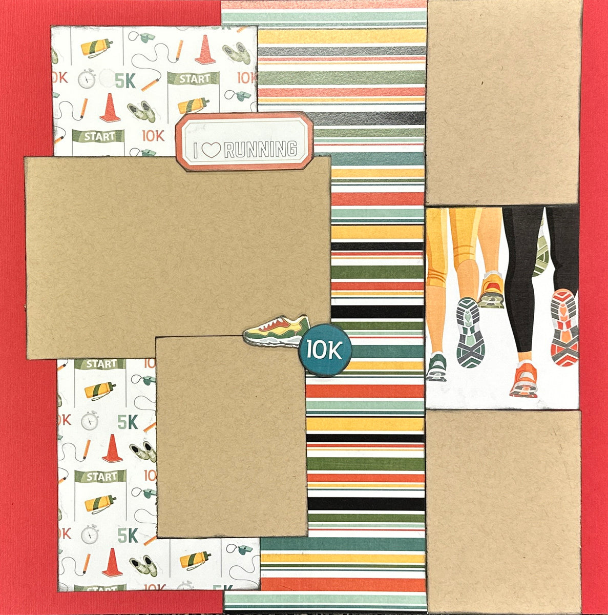 Live Love Run, Running Themed DIY 2 Page Scrapbooking Layout Kit, runn ...