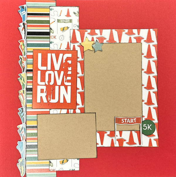 Live Love Run, Running Themed DIY 2 Page Scrapbooking Layout Kit, runn ...