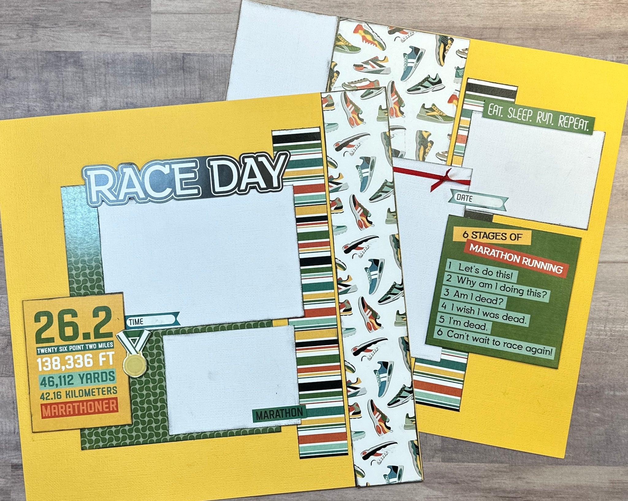 Marathon Race Day, Running Themed DIY 2 Page Scrapbooking Layout Kit ...