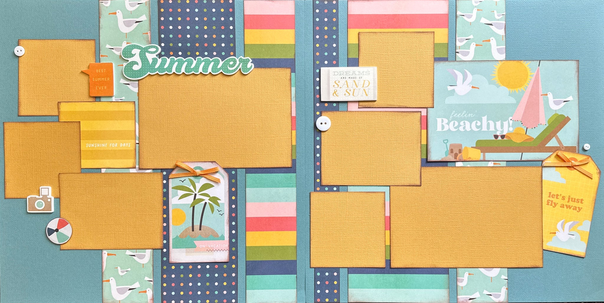 Sunshine For Days - Summer, Summer themed 2 Page Scrapbooking Layout K – Crop-A-Latte