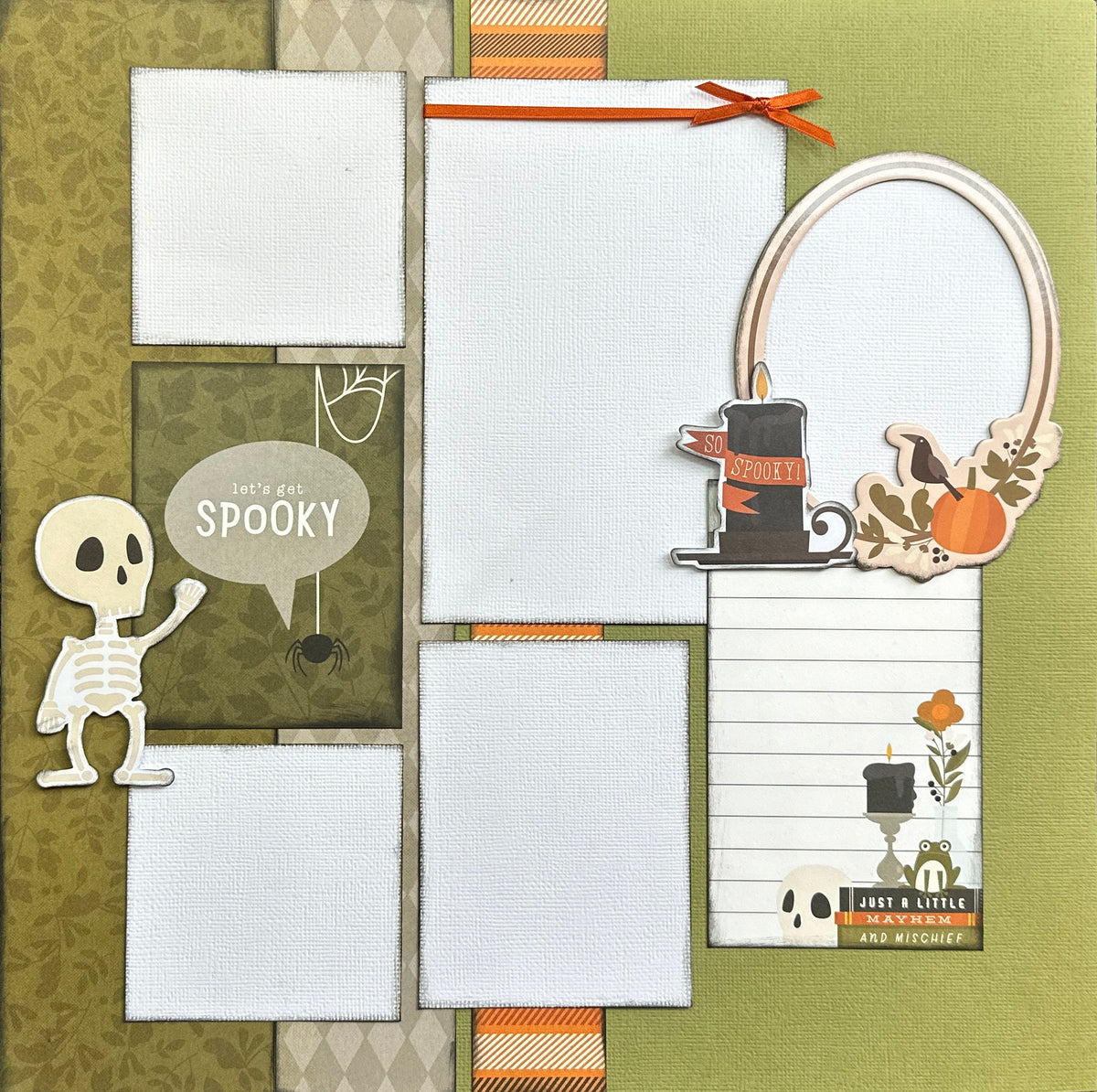 Let's Get Spooky, Halloween Themed 2 Page Scrapbooking Layout Kit , Si ...