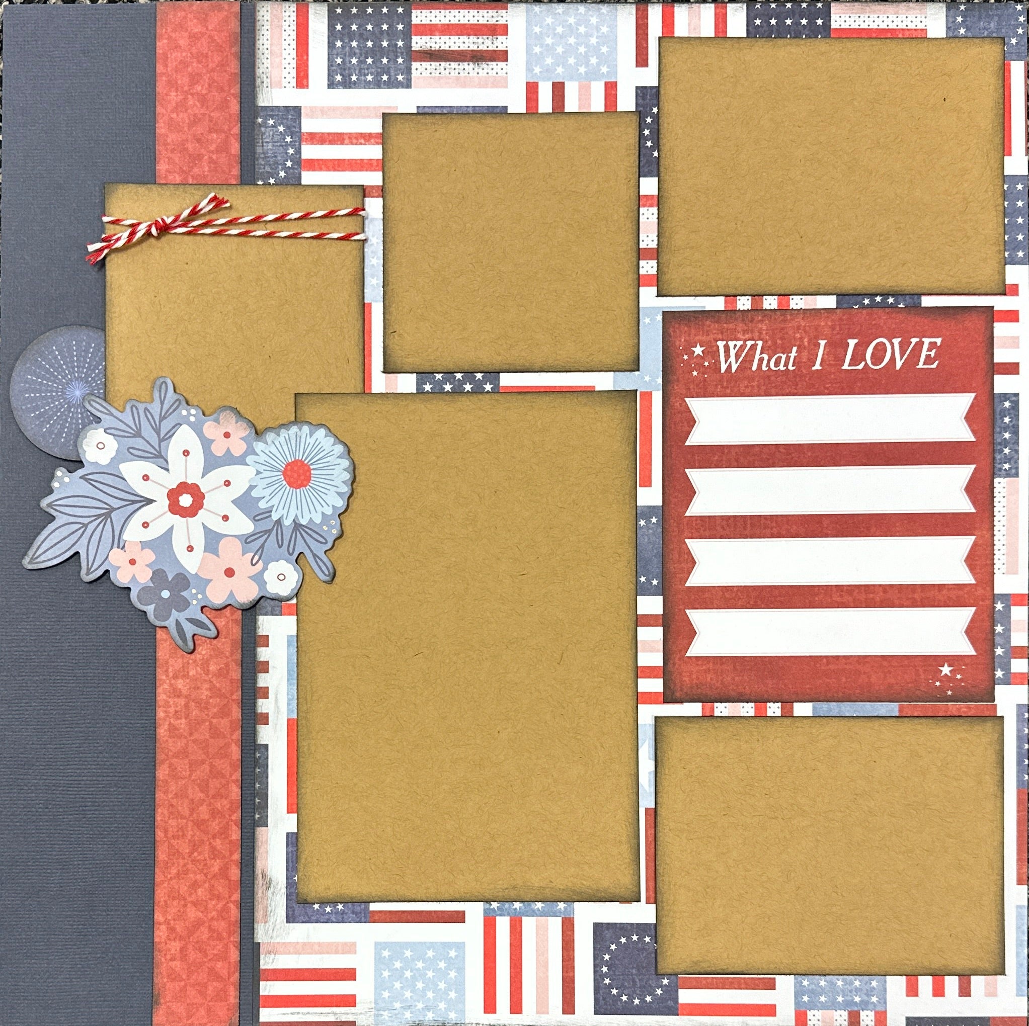 What I Love - God Bless American, Americana themed 2 Page Scrapbooking ...