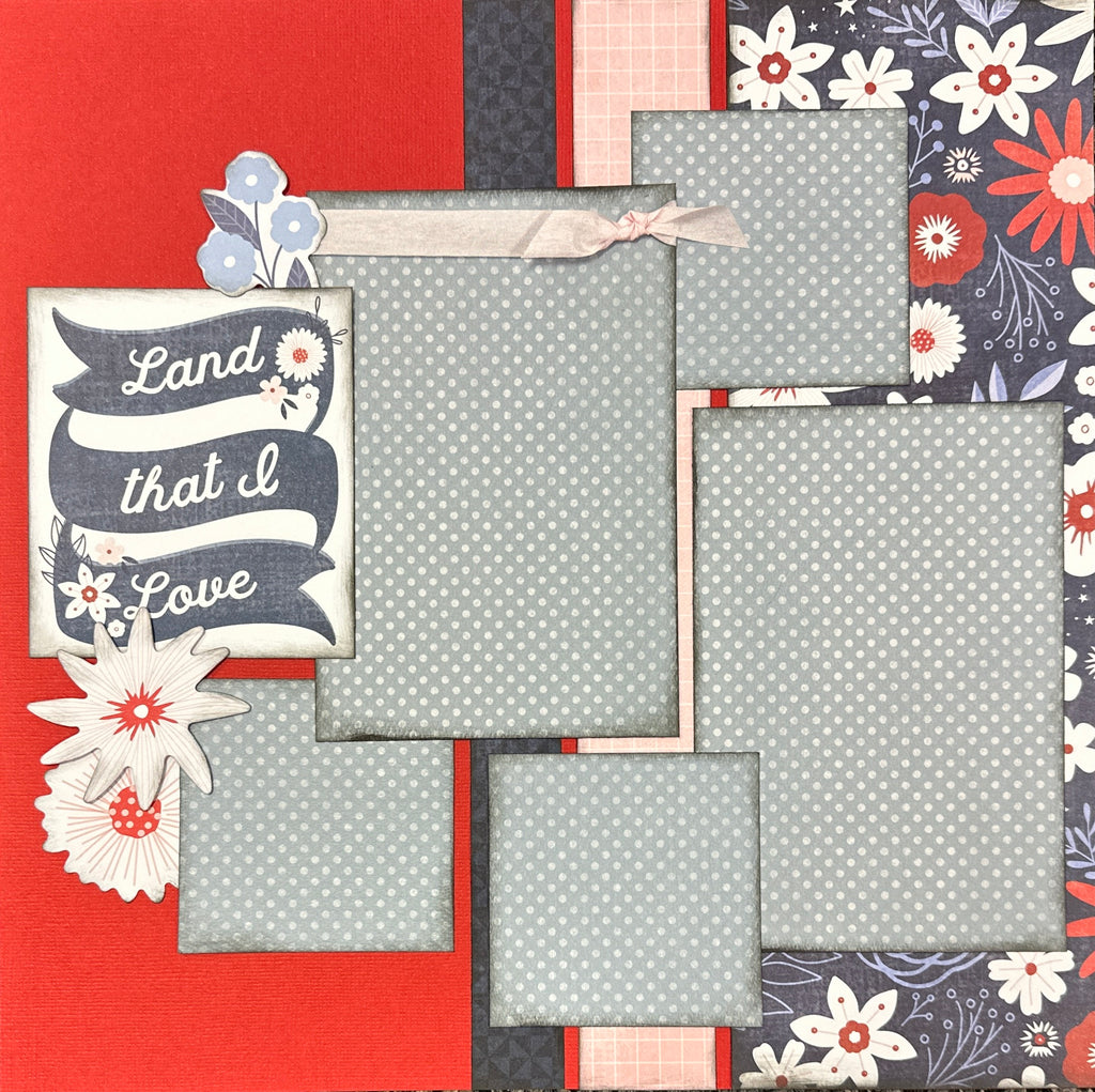 Land That I Love, Americana themed 2 Page Scrapbooking Layout Kit, Fou ...