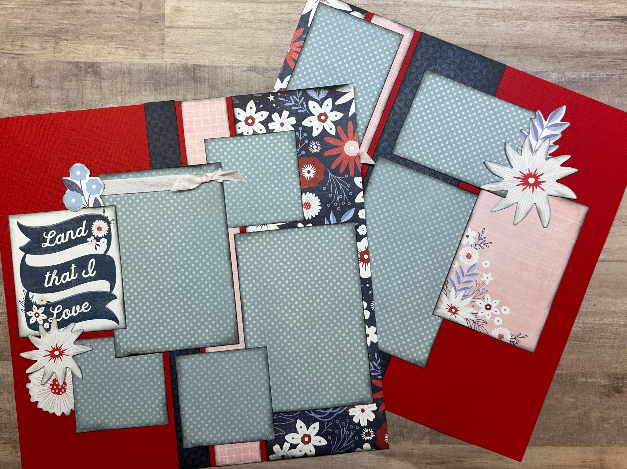 Land That I Love, Americana themed 2 Page Scrapbooking Layout Kit, Fou ...